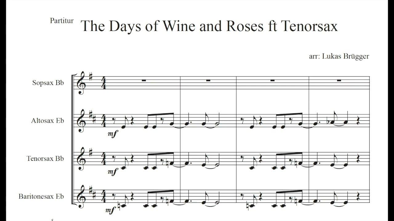 The Days Of Wine And Roses Sax Quartet Youtube