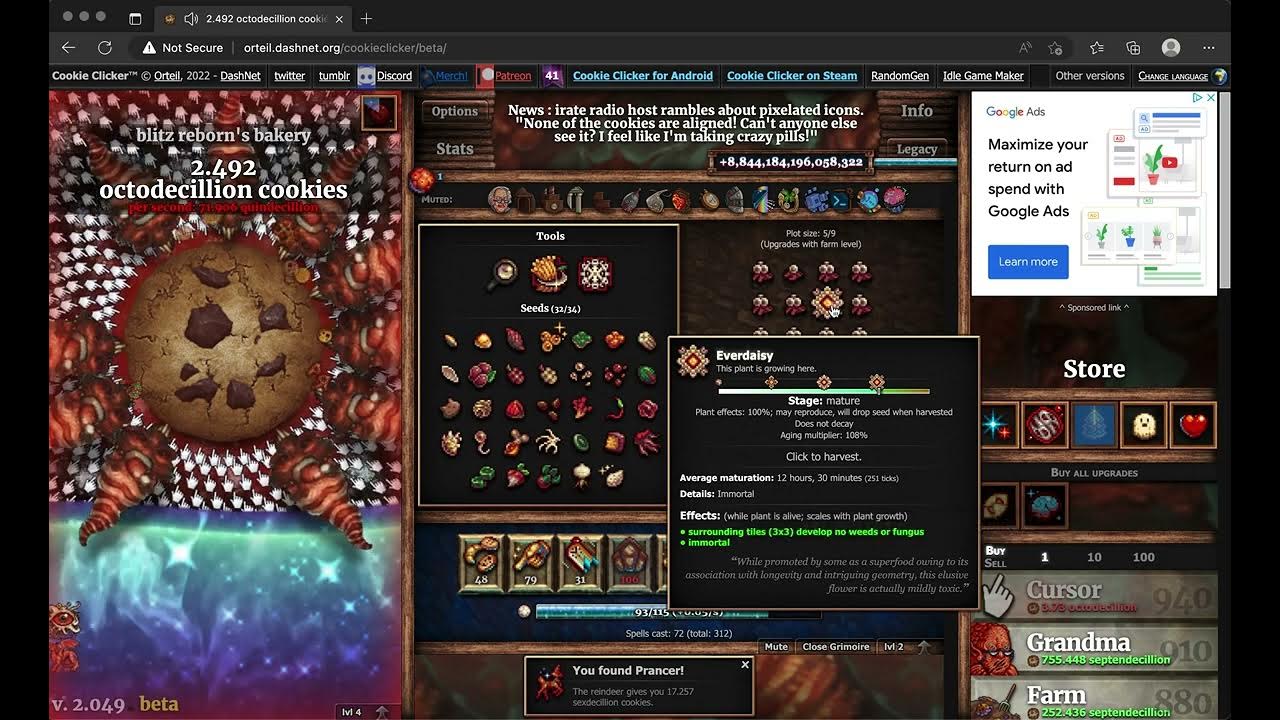 Getting my second-to-last seed in Cookie Clicker! (Everdaisy) - YouTube