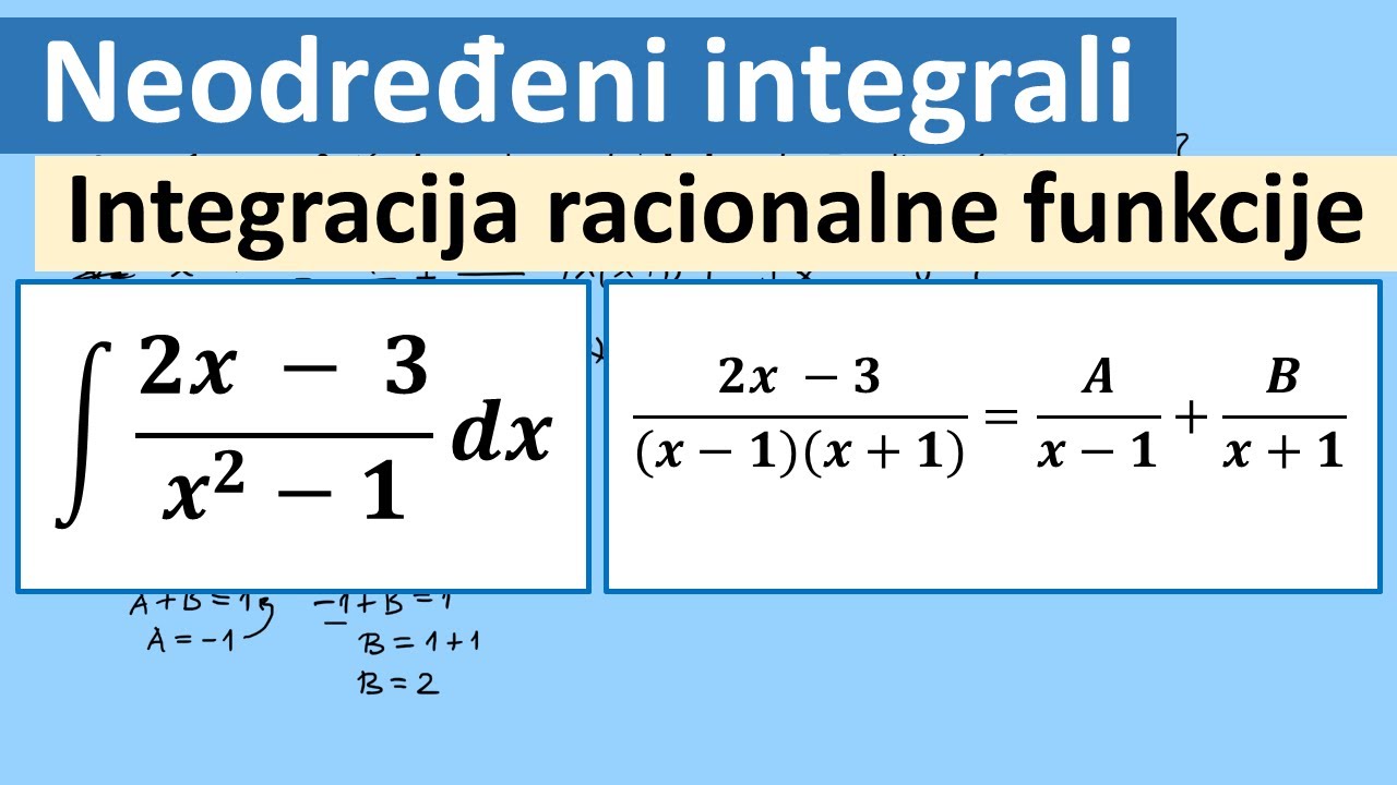 Neodređeni integrali. Integracija racionalne funkcije zadaci - YouTube
