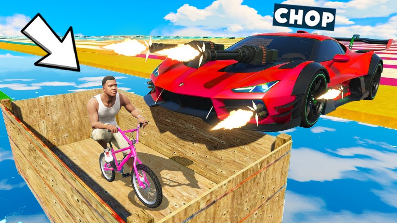 GTA 5 CAR VS RUNNER SURVIVING CHOP'S DEATH MACHINE GUN CAR - YouTube