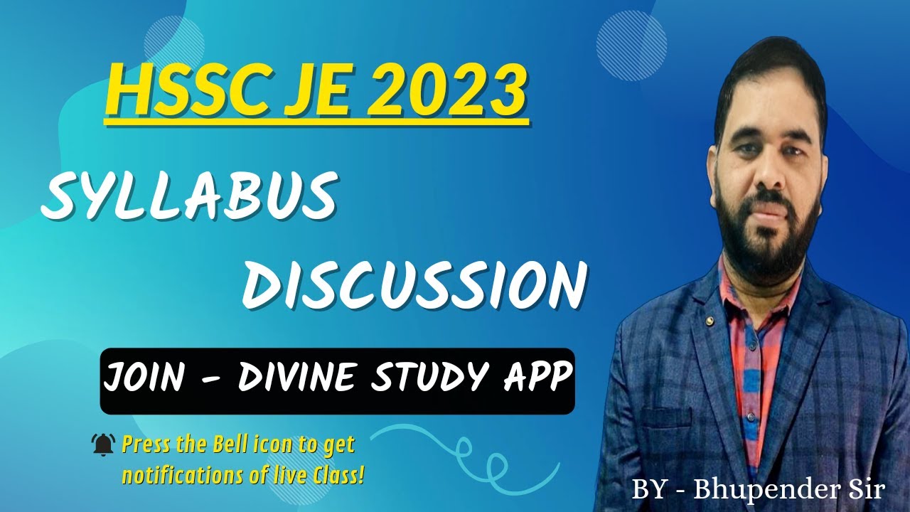 HSSC JE Syllabus Discussion |Divine Study APP|9877580530 - YouTube
