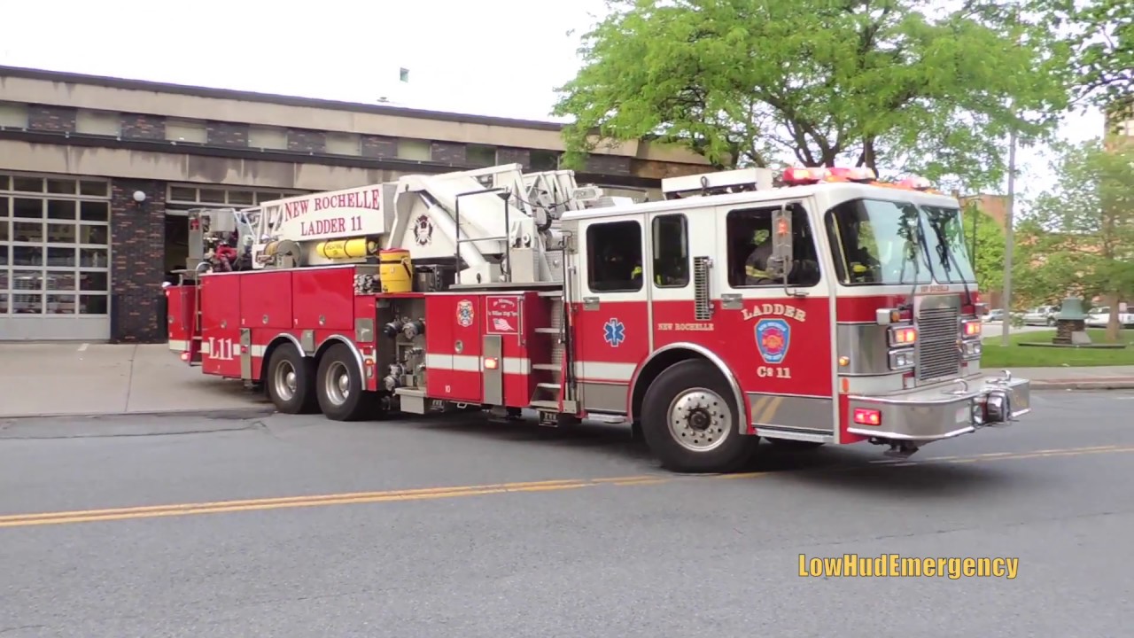 New Rochelle FD Car 2302 + Ladder 11 Responding - YouTube