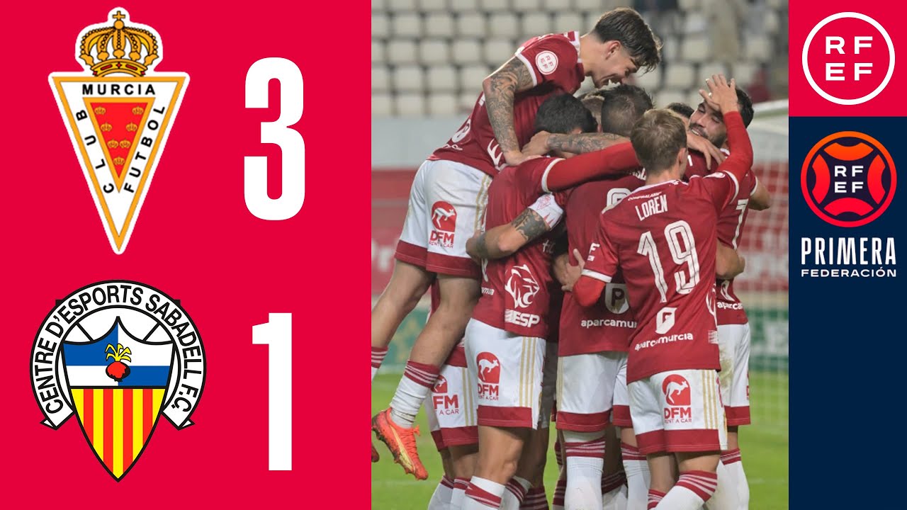 RESUMEN #PrimeraFederación | Real Murcia CF 3-1 CE Sabadell FC | Grupo ...