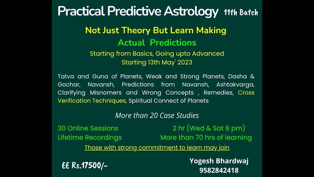 Practical Predictive Astrology Course Batch 11 - YouTube