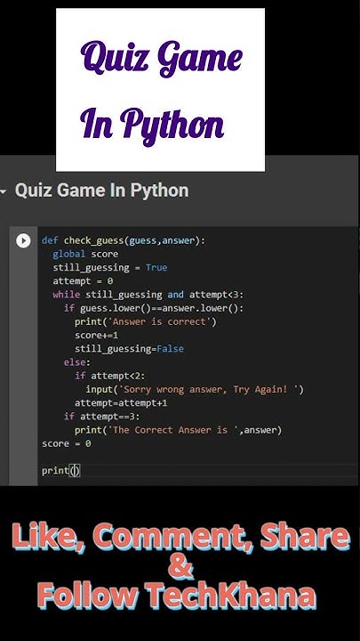 Quiz Game Project In Python Pythonfordatascience Pythonforbeginner Pythoncodehack 