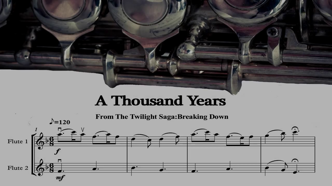 A Thousand Years Flute Duet Arrangement Sheet Music Available - YouTube