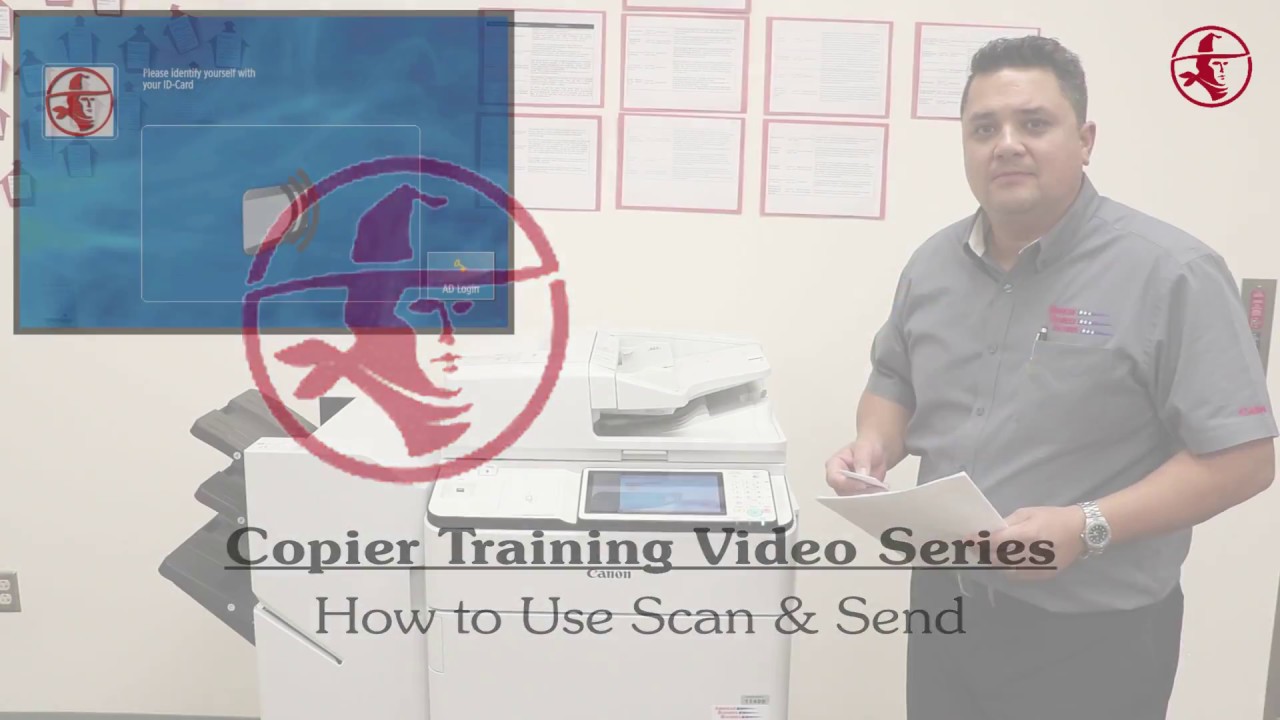 Copier Instructions - Scan and Send - YouTube