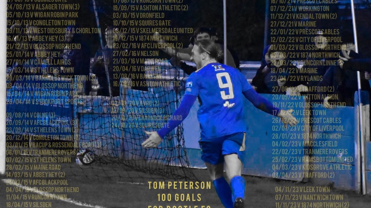Tom Peterson - 100 goals for Bootle FC (03/08/13 v Colne to 11/11/2023 ...