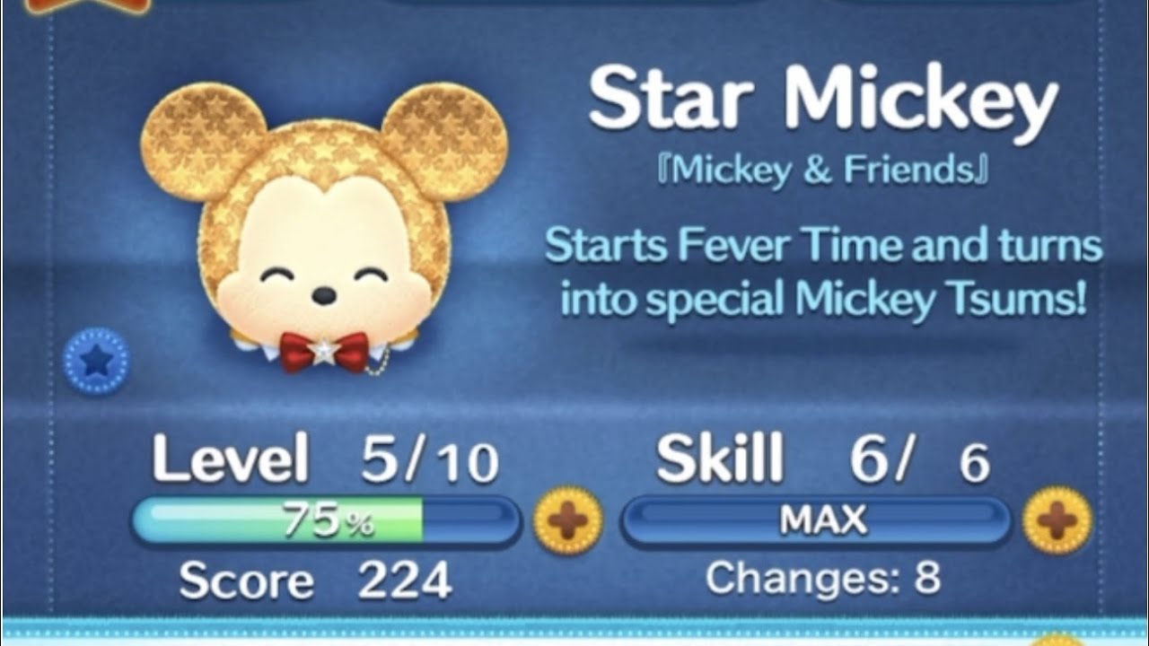 Star Mickey | Max Skill 6 | Disney Tsum Tsum Gameplay - YouTube