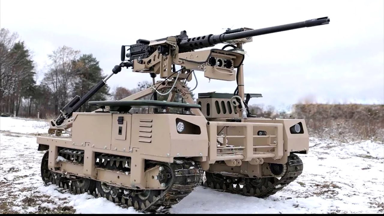 Военный робот Droid TW 12.7 показан на Украине, обзор - YouTube