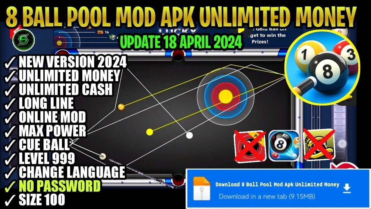 New Update! Download 8 Ball Pool Mod APK 55.4.3 2024 (Menu: Long line ...