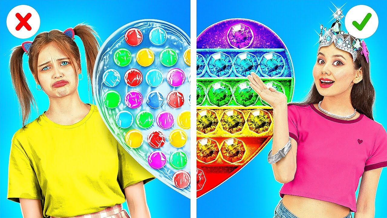 RICH VS POOR GIRLS TESTING TOYS | How to Make DIY Squishy and Fidgets ...