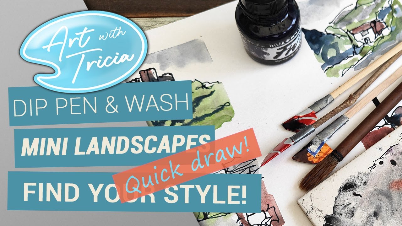 Dip Pen & Wash - Mini Landscapes QUICK DRAW - YouTube