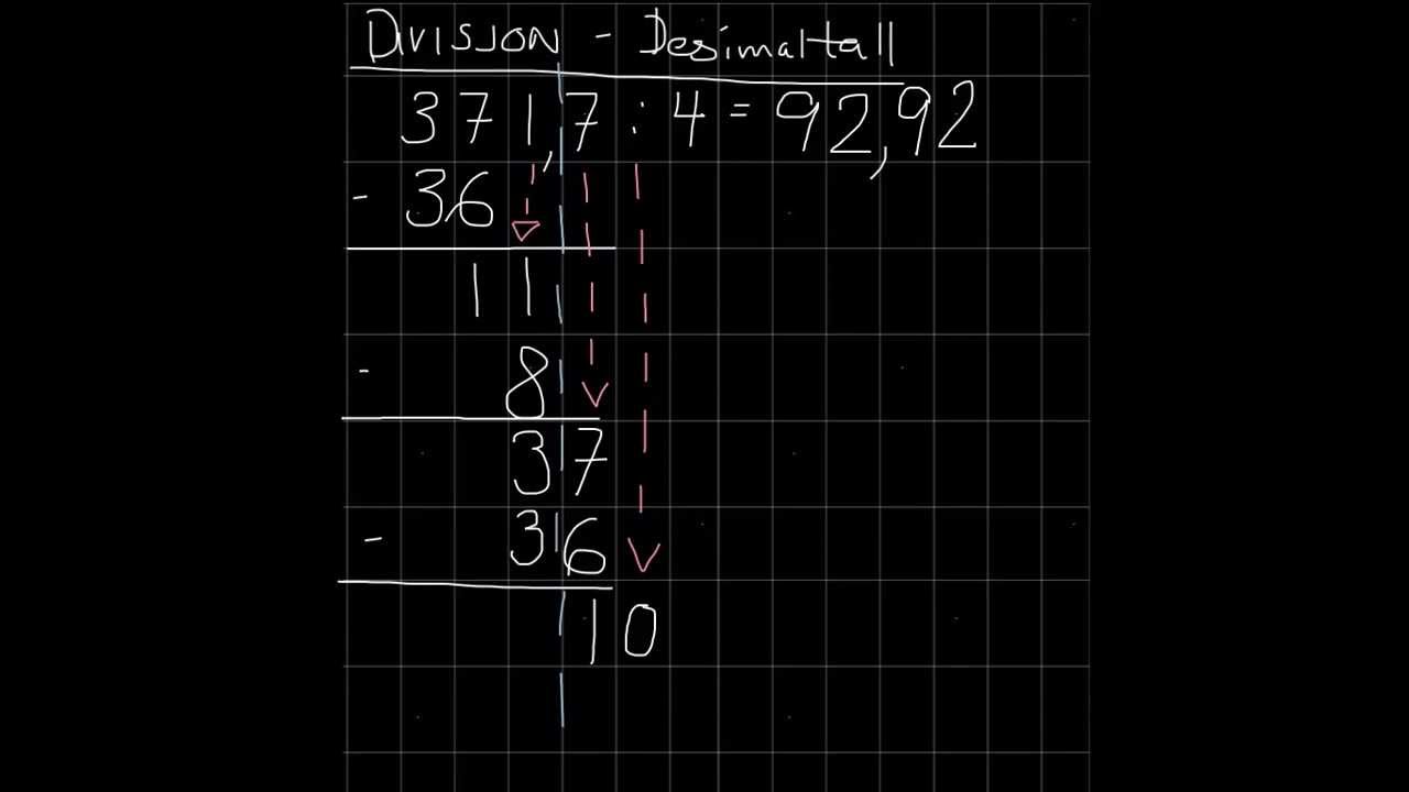 Deling med desimaltall i dividenden - YouTube