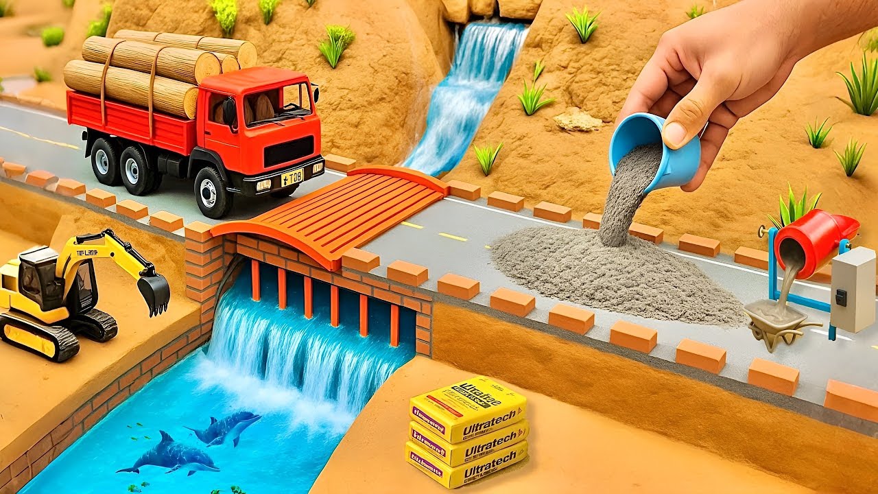 DIY Tractor Trolley Loading | Mini Truck Bridge Construction | Creative ...