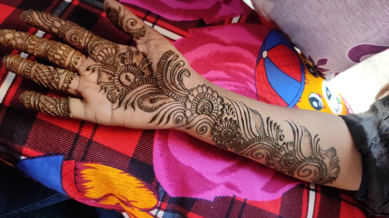 Indian style mehndi design |satrangi mehndi| simple mehndi design |by ...