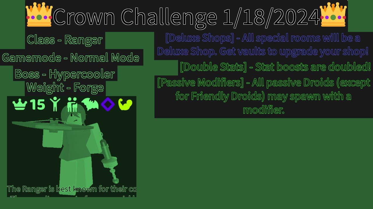 Crown Challenge 1/18/2024 - Randomly Generated Droids - YouTube