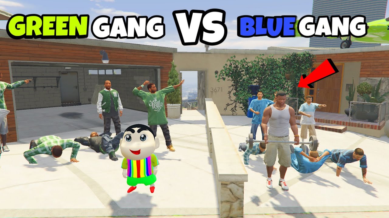 Franklin Blue Gang VS Shinchan Green Gang Biggest Challenge In GTA 5 ...