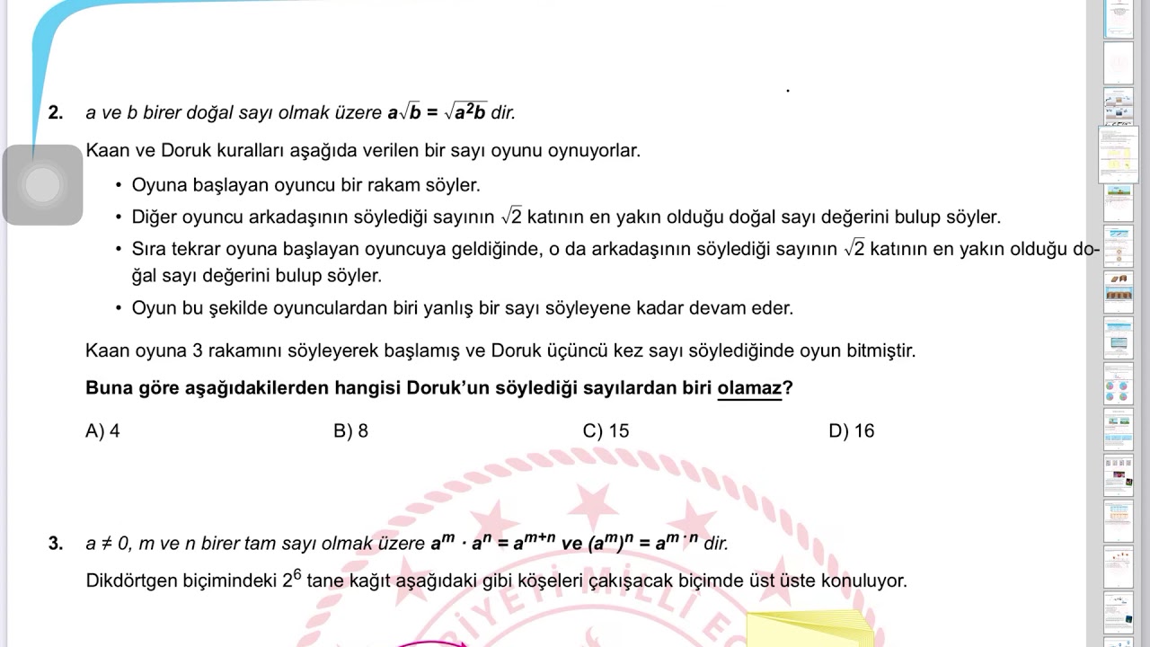 2019 2020 Lgs Matematik Mayıs Ayı 2 Örnek Soru Çözümleri 2 Soru