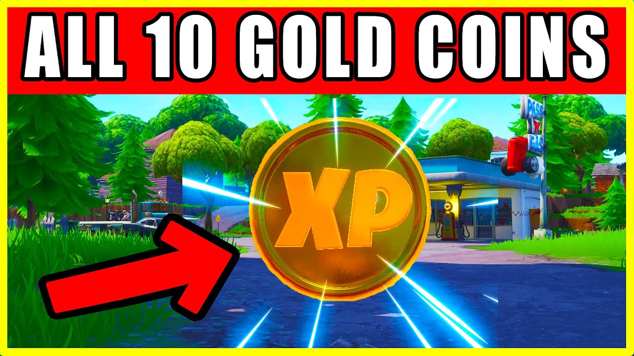 *GOLD EXP COINS* all 10 Locations - Fortnite week 8 - YouTube