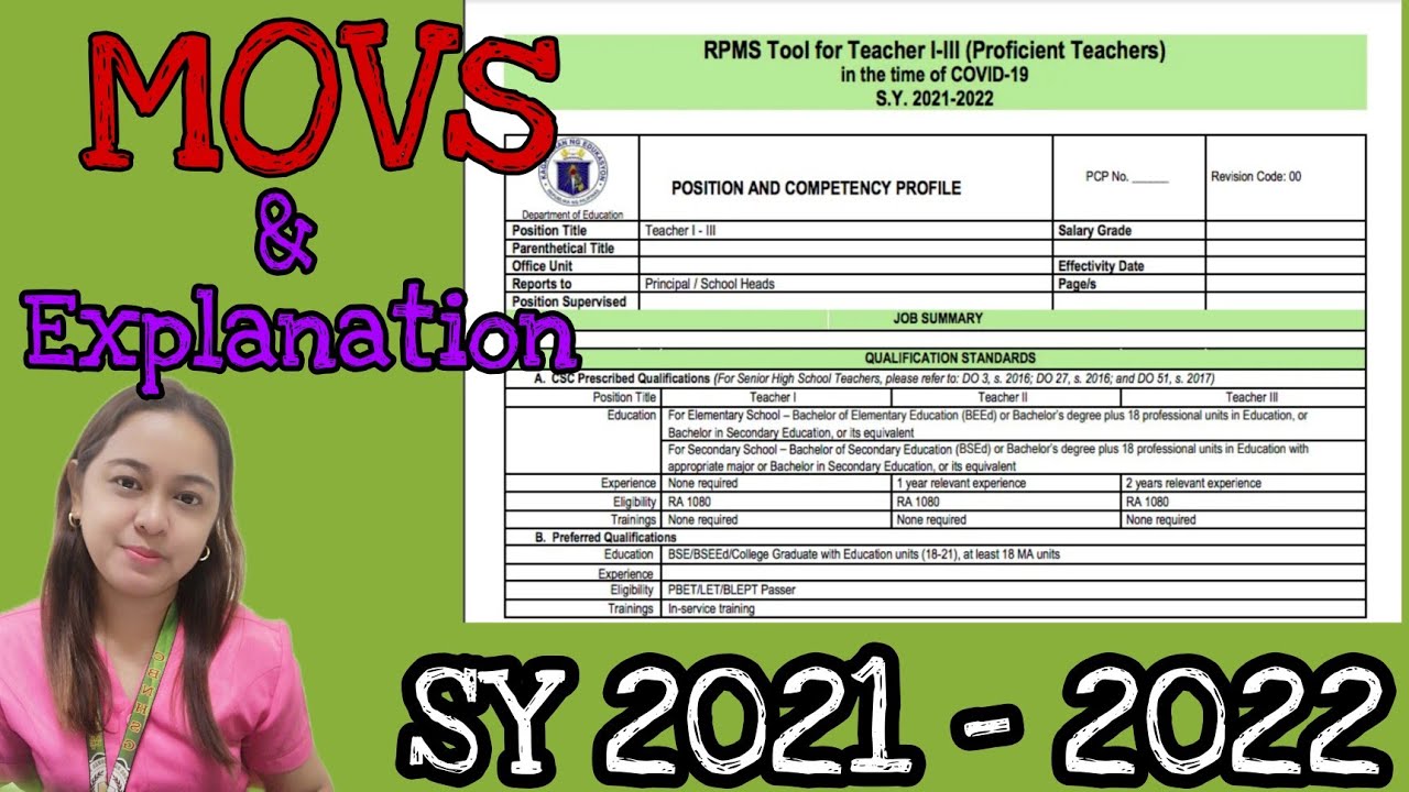 NEW RPMS IPCRF TOOL FOR TEACHER 1-3 WITH MOVS FOR SY 2021-2022 - YouTube