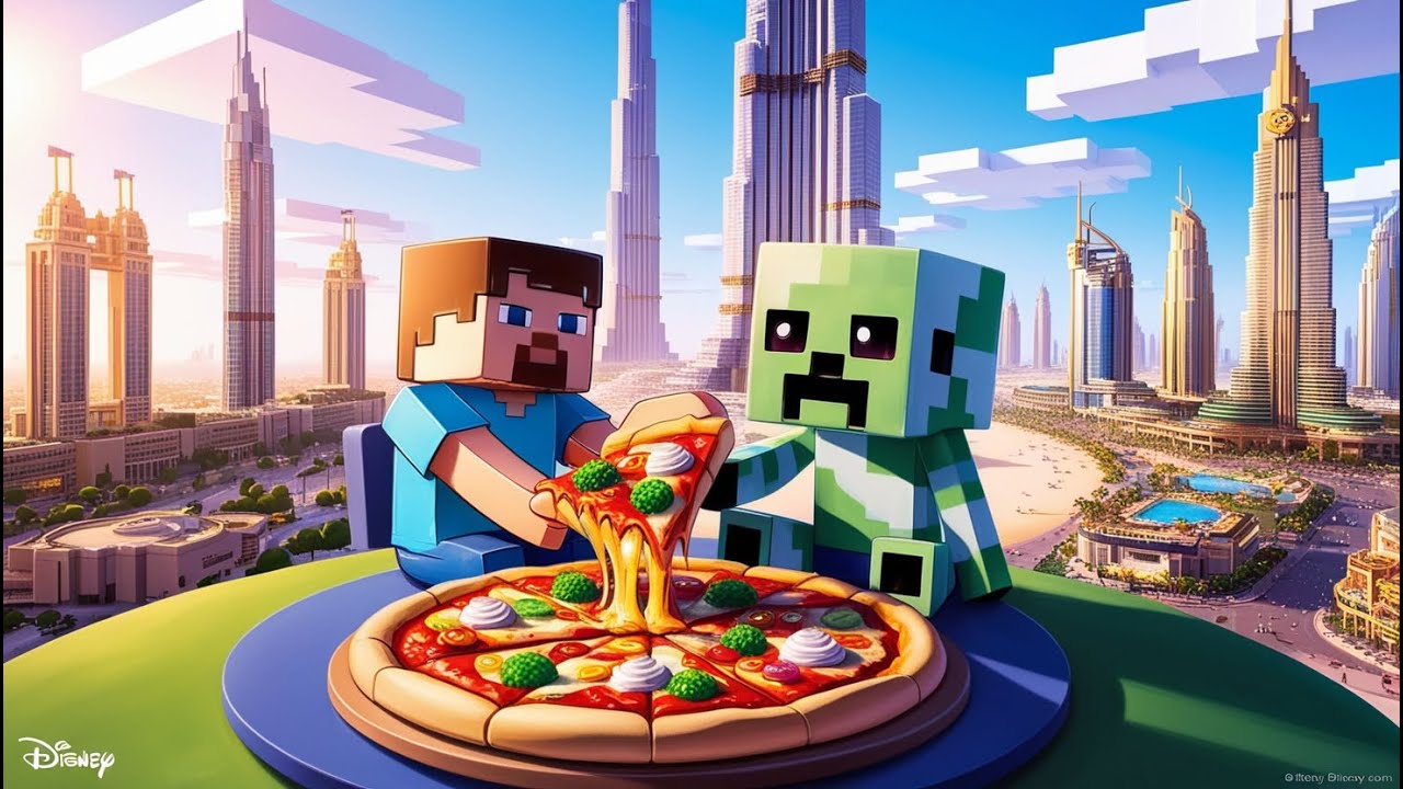 🍕 Ultimate Dubai Pizza Experience – Steve & Creeper Go Crazy in ...