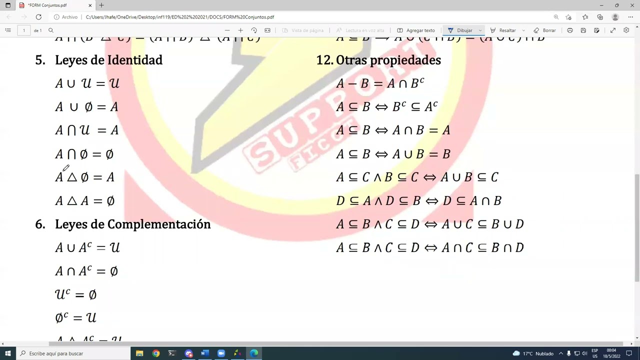 Estructuras Discretas - Practico Conjuntos SK- INF119 14/05/22 - YouTube