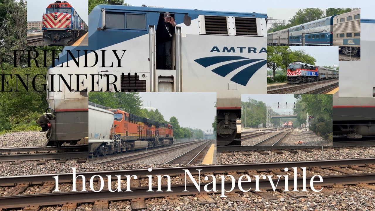 1 hour in Naperville (BEST AMTRAK ENGINEER EVER!!!) - YouTube
