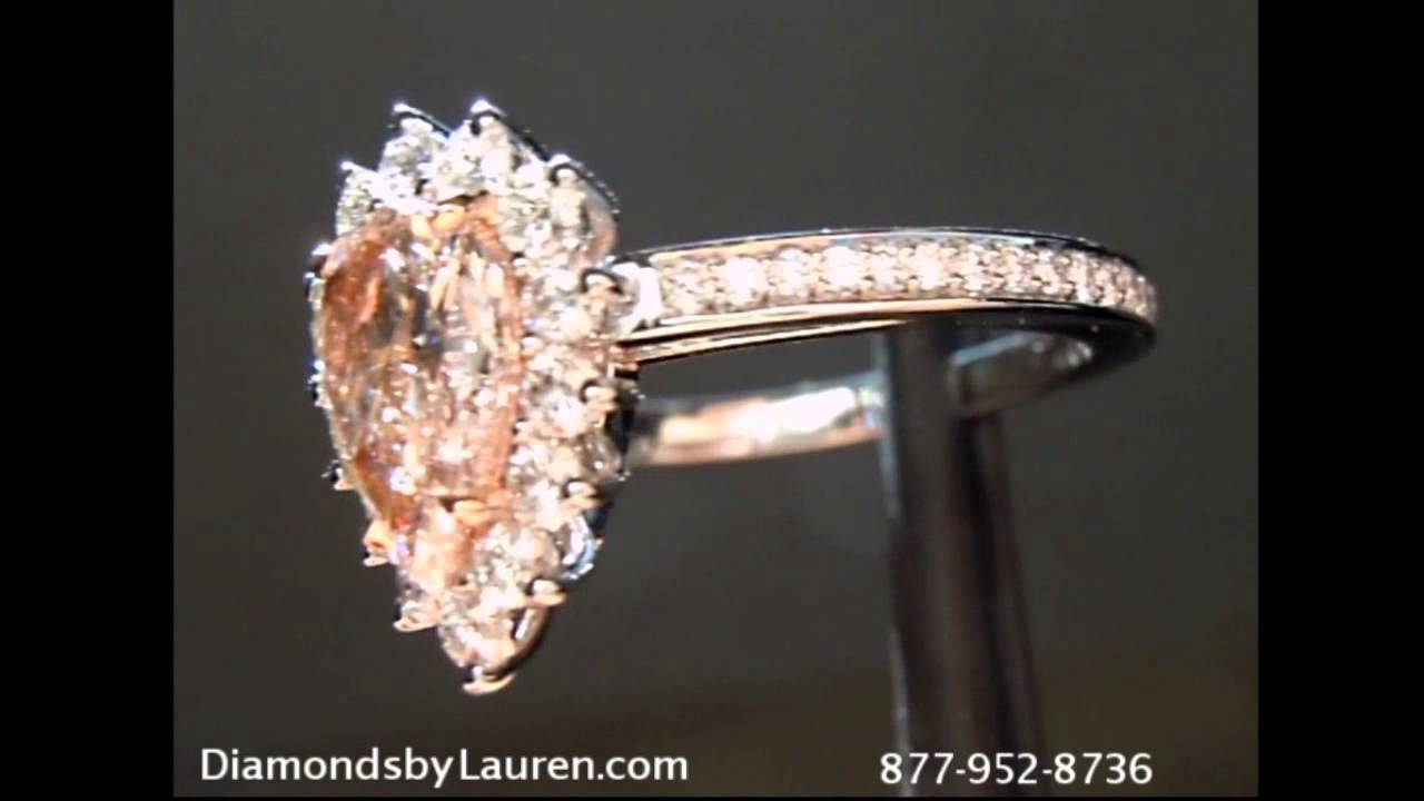 Sweet Pink Pear Diamond in Amazing "Uber" Halo Ring r5826 - YouTube