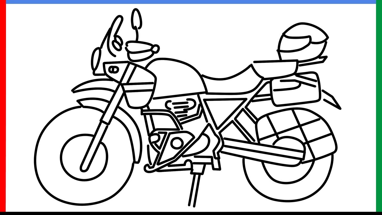 How to draw Royal Enfield Himalayan step by step for beginners - YouTube