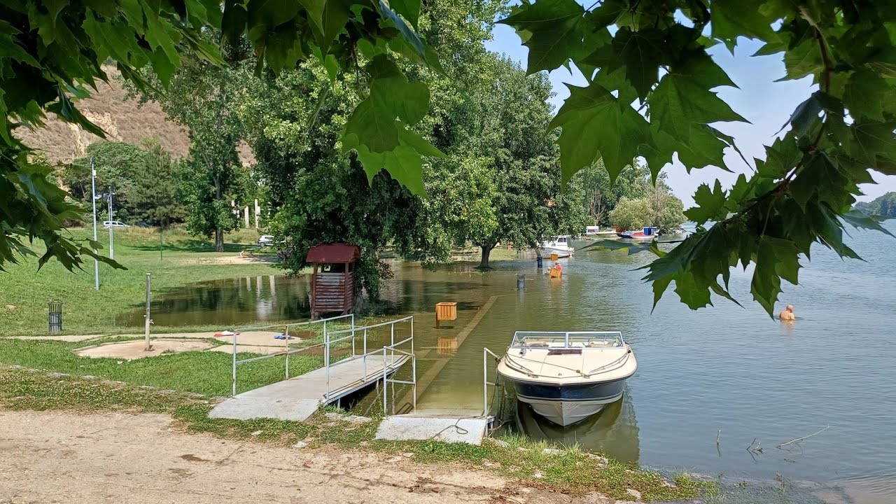 Veoma velik vodostaj reke Tise kod Titela / Plaža u Titelu / Pas se ...
