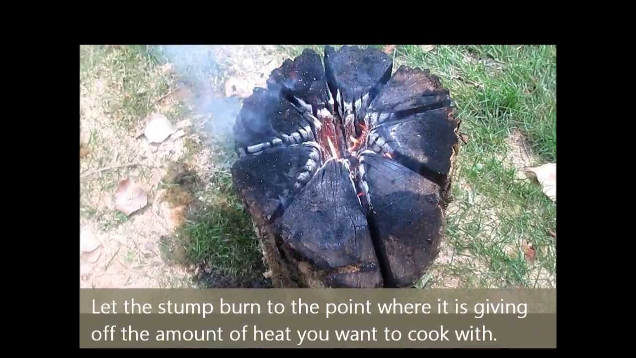 How to cook on a campfire with a stump stove - YouTube
