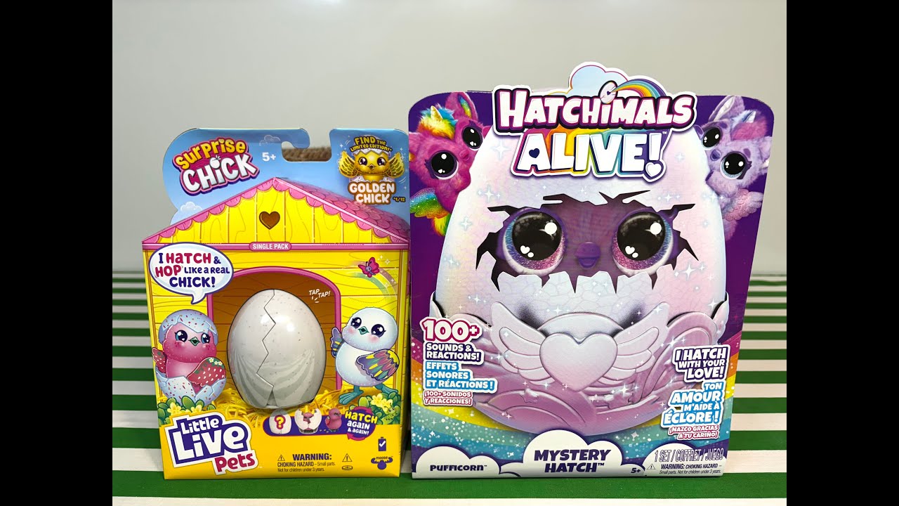 Unboxing Hatchimals Alive Pufficorn and Little Live Pets Surprise Chick ...