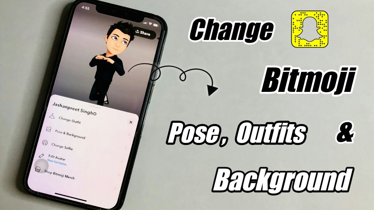 How to Change Bitmoji Outfit , Pose and Background in Snapchat ...