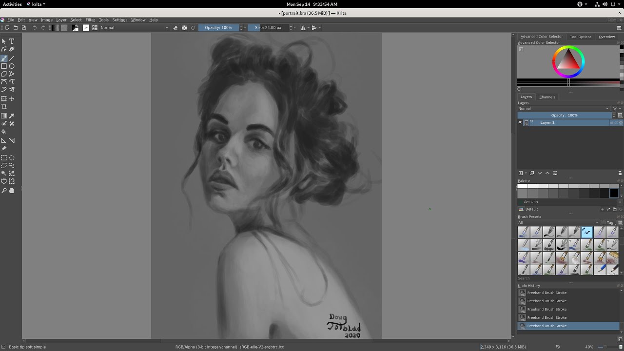 drawing while watching real time portrait drawing online finish - YouTube