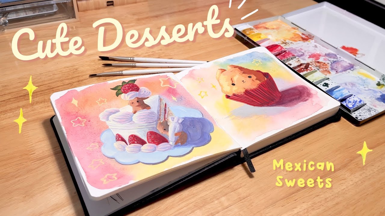 Gouache Food Illustration | Mexican Pastry Painting🍰 - YouTube