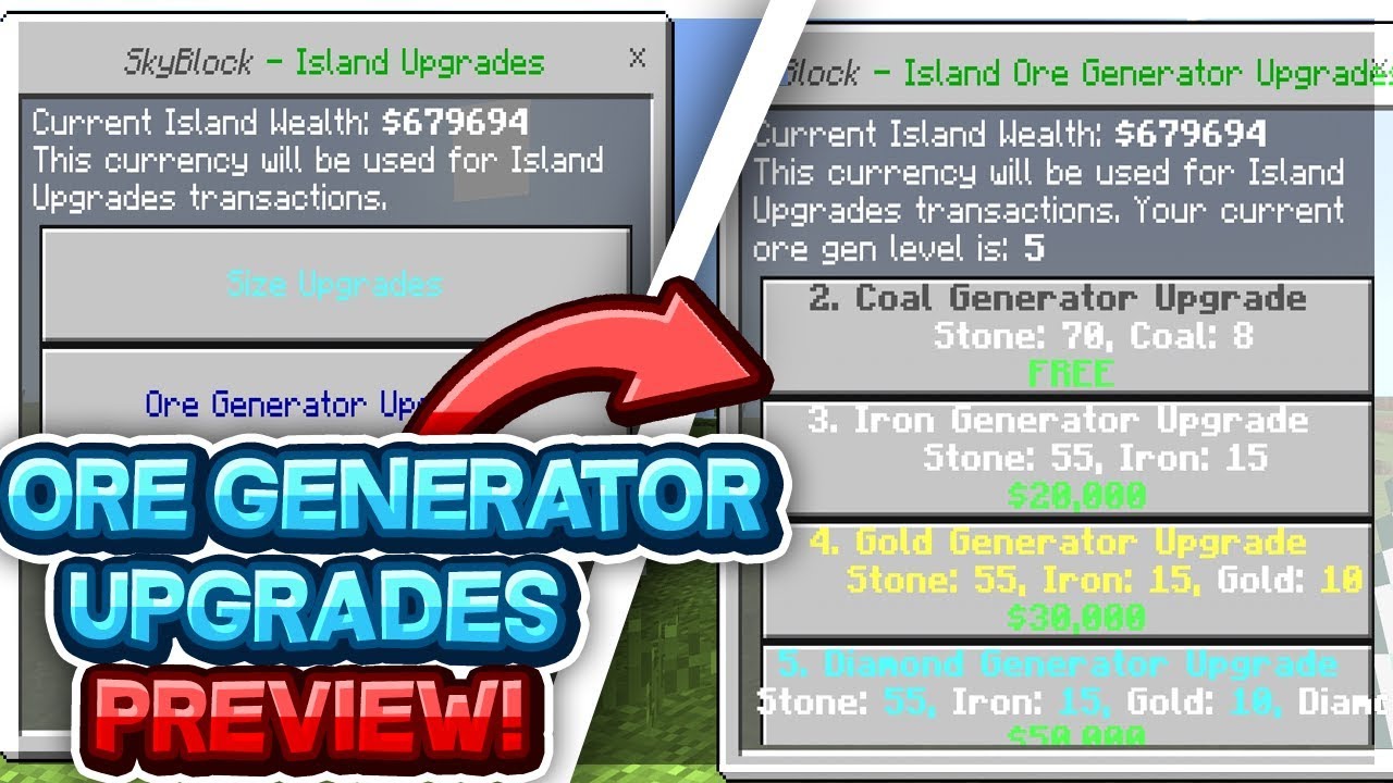 [LegendsMCBE] SkyBlock Ore Generator Upgrades Preview! - YouTube