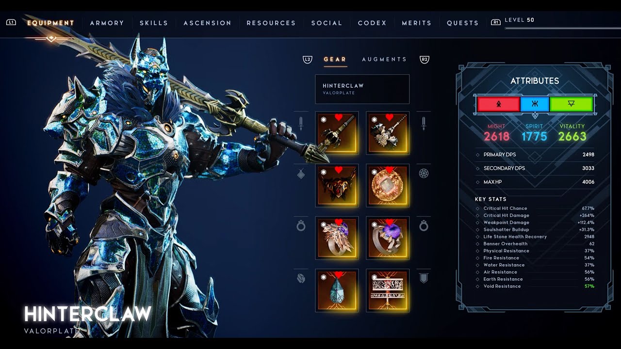 Godfall - Hinterclaw Crit Damage + Weapon Tech + Weakpoint Damage build ...