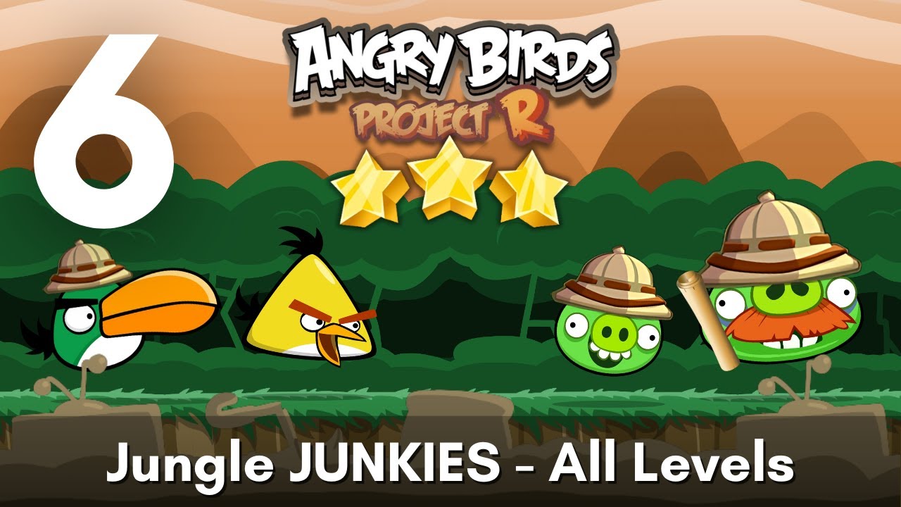 #6 Angry Birds Project R - Jungle JUNKIES All Levels (3-star ...