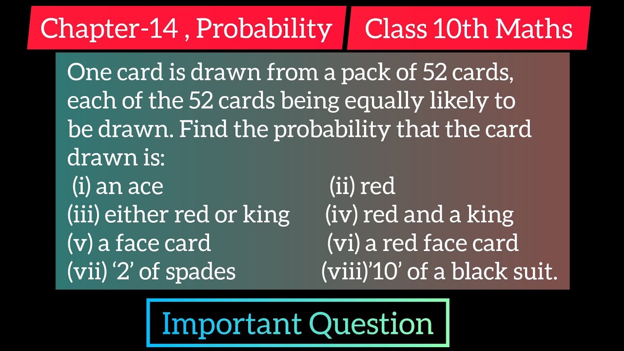 Chapter 14 Probability , Class 10 Maths , Important Question of Cards ...