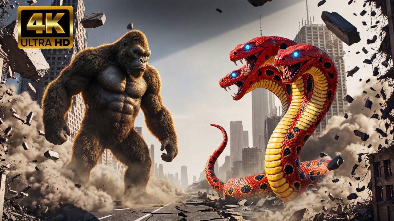 KING KONG vs 3-HEADED RED TITAN SNAKE – City Destroyed Final Battle (4K ...