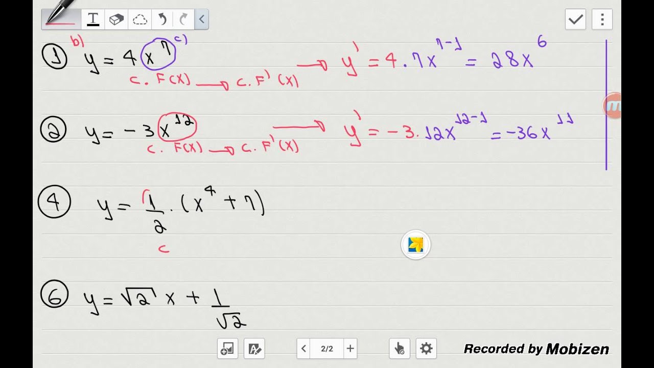 Derivada de funções simples 1 a 6 - YouTube