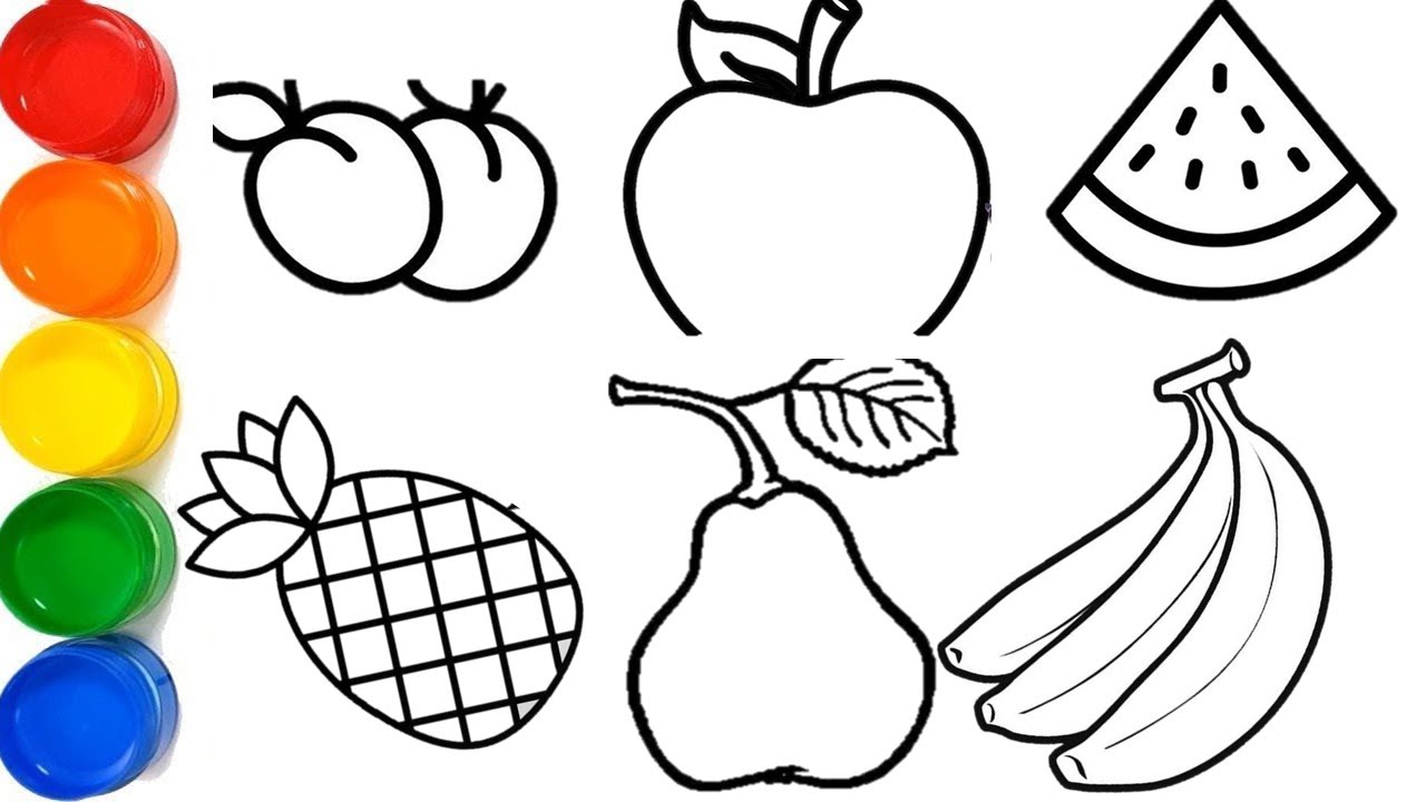 Learn FRUITS , Painting and Colouring for Kids & Toddlers Draw, Paint ...