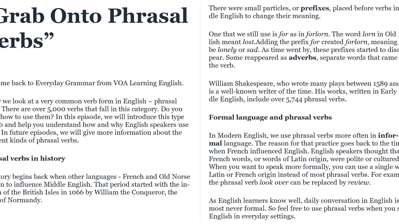 Lesson 4 Grab Onto Phrasal Verbs - YouTube