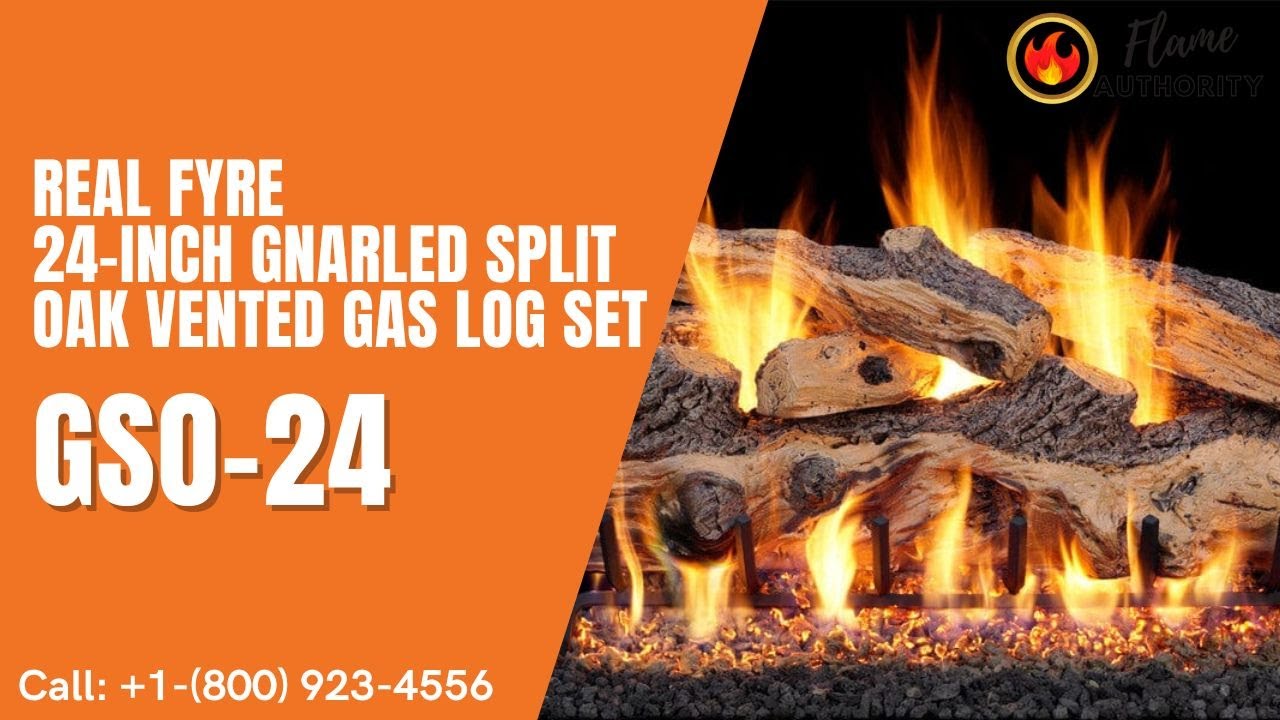 Real Fyre 24-inch Gnarled Split Oak Vented Gas Log Set - GSO-24 - YouTube