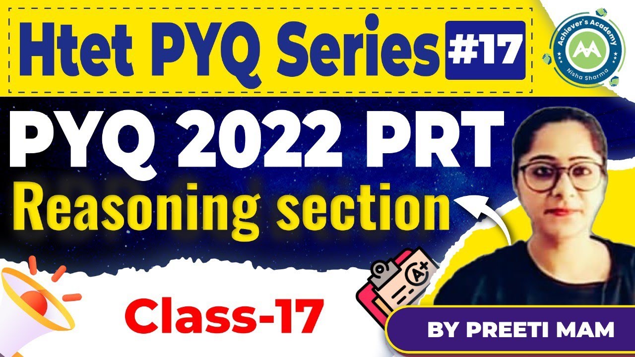 HTET PYQ PRT 2022 IMPORTANT FOR HTET 2024 REASONING SECTION BY PREETI ...