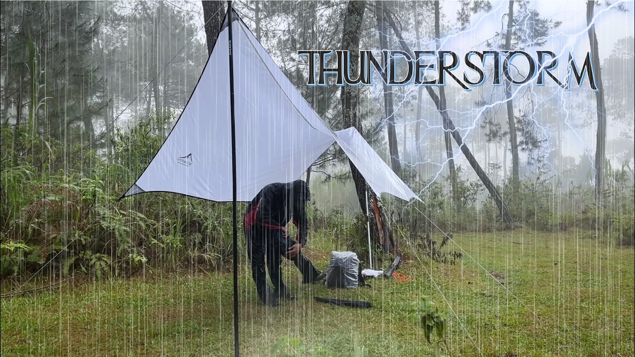 SOLO CAMPING HEAVY RAIN AND THUNDERSTORMS - RELAXING RAIN SOUNDS - ASMR ...