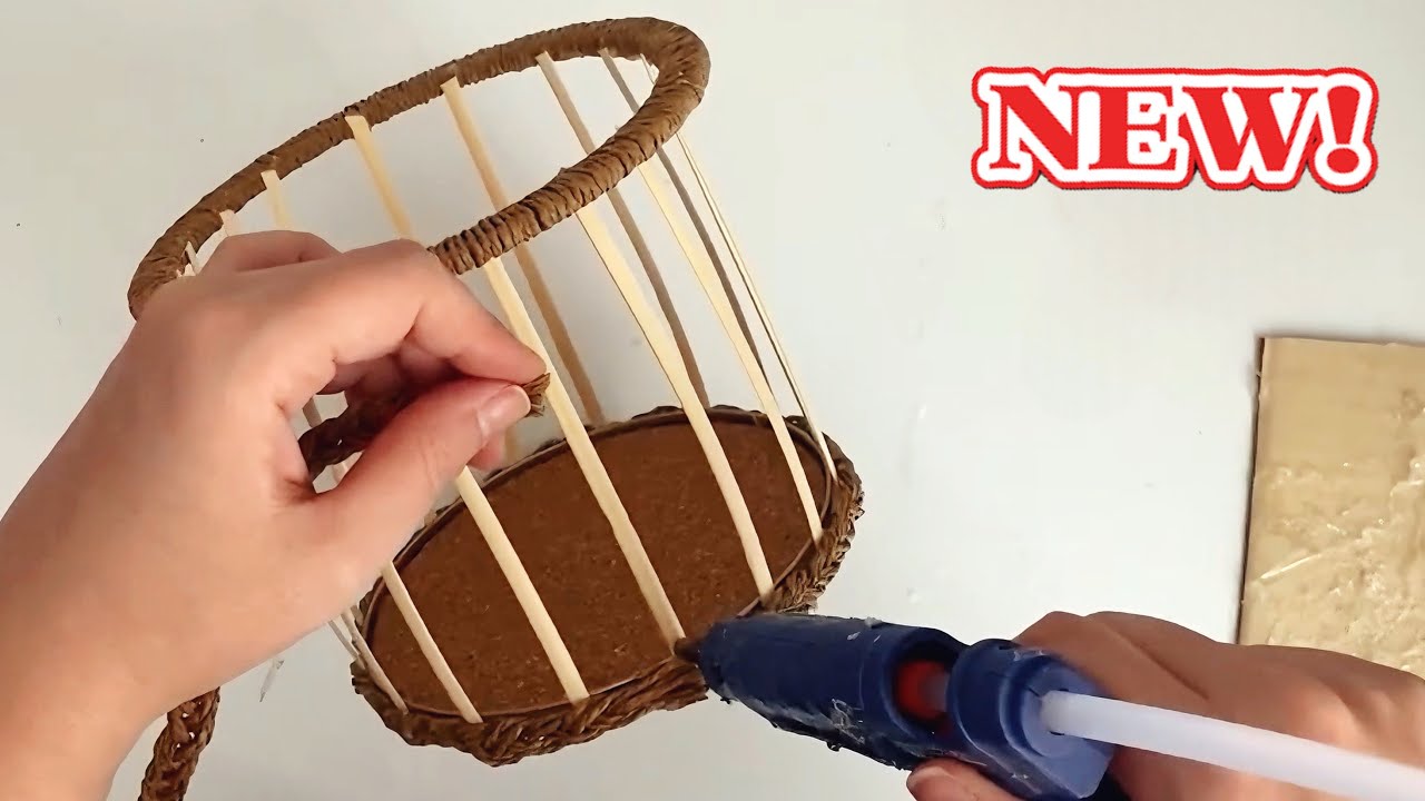 DIY with Bamboo Sticks and Paper String I Making Decorative Basket ...