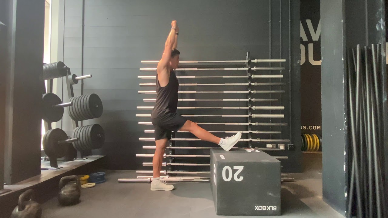 Hands OH Hamstring Stretch on Box - YouTube