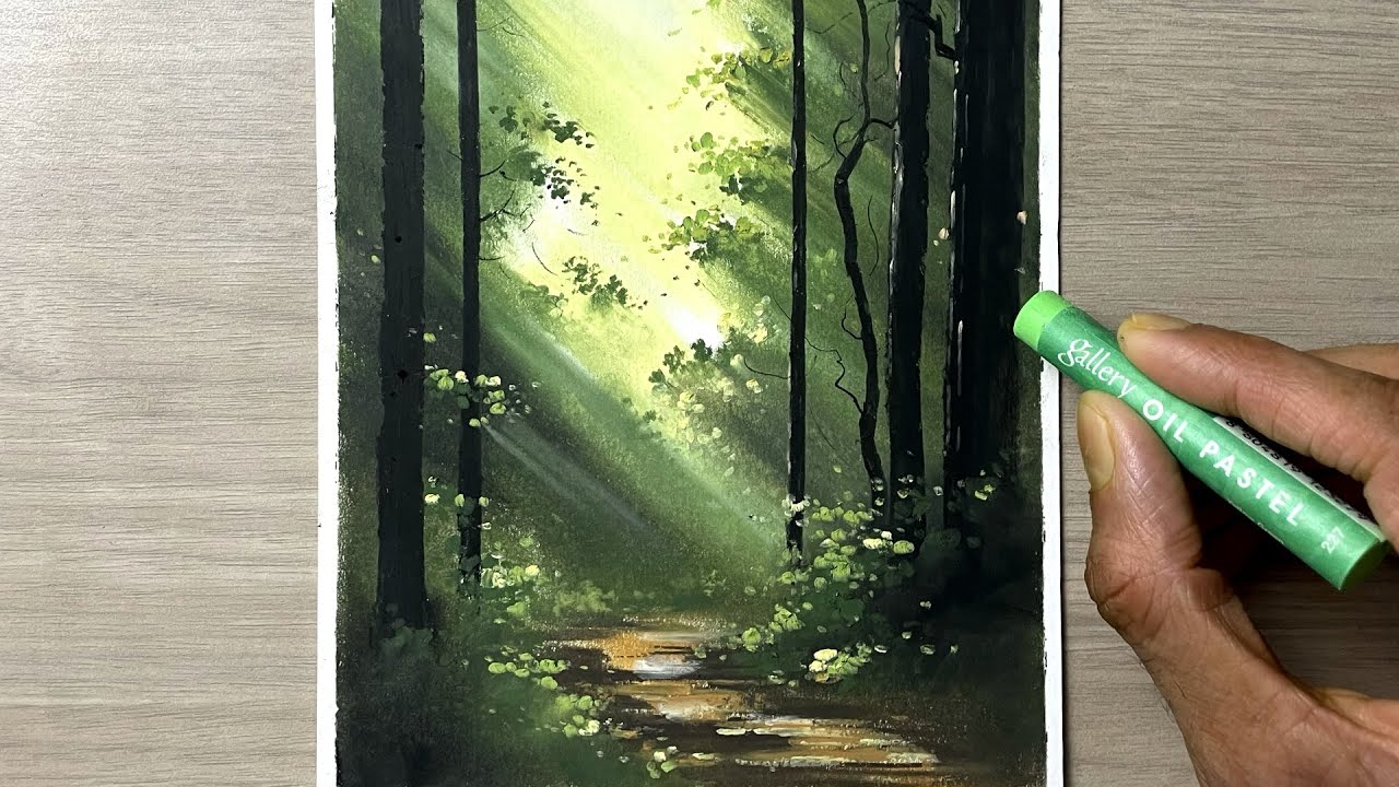 How to draw oil pastel scenery | easy drawing idea - YouTube